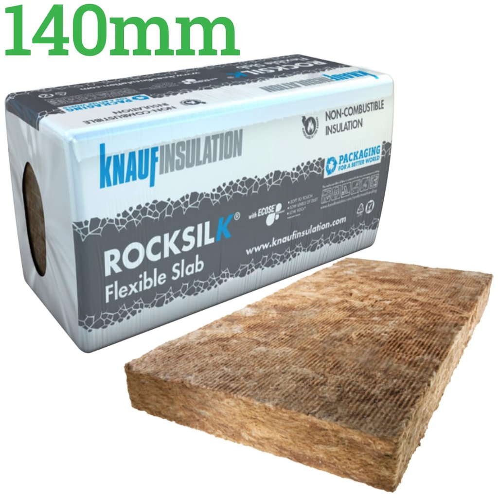 140mm Knauf Rocksilk Flexible Insulation Slab Multi-purpose ( Pack of 3 ...